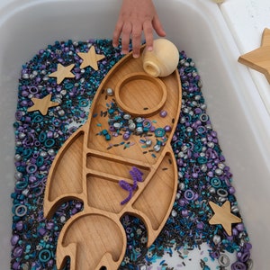 Sensory Play Tray, Rocket Sensory Bin Tray, Wood Sensory Boards ...