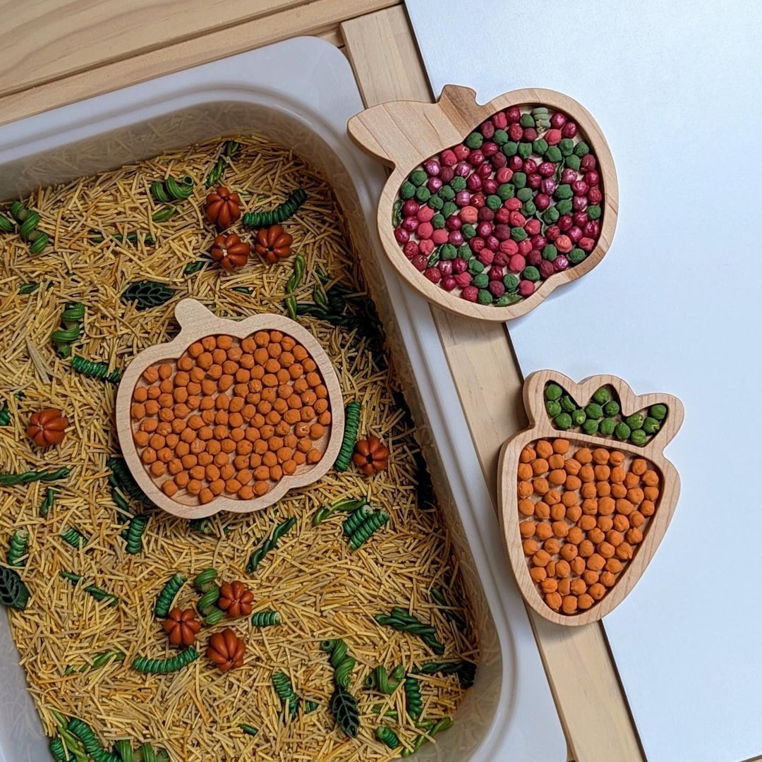 Farm Harvest Theme Mini Wood Sensory Trays for Play and Learning ...