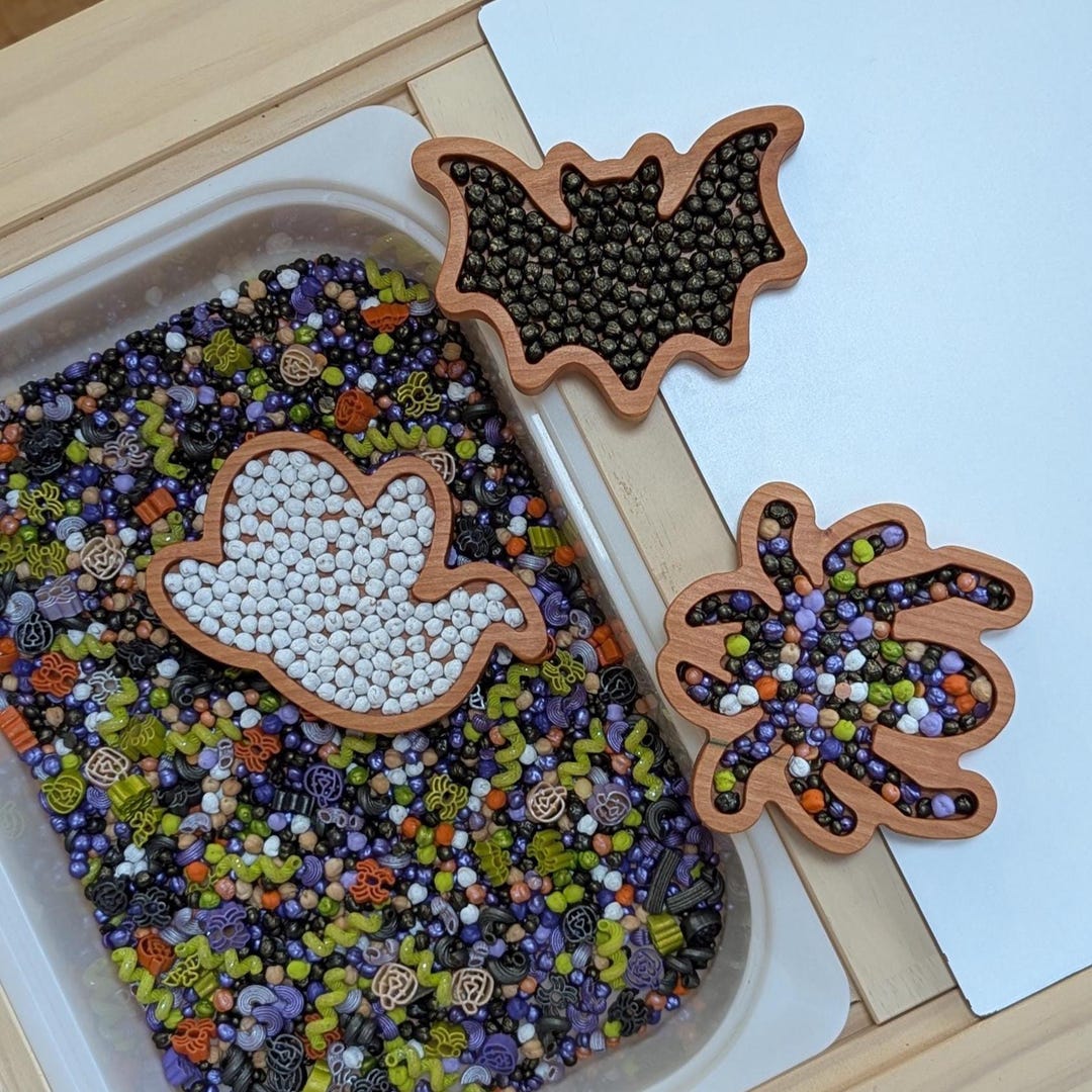 Halloween Theme Mini Wood Sensory Trays for Spooky Play and Learning ...