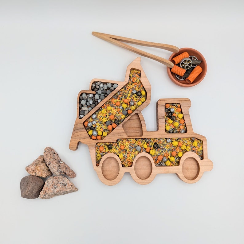 Sensory Play Tray, Dump Truck Sensory Bin Tray, Construction Sensory ...