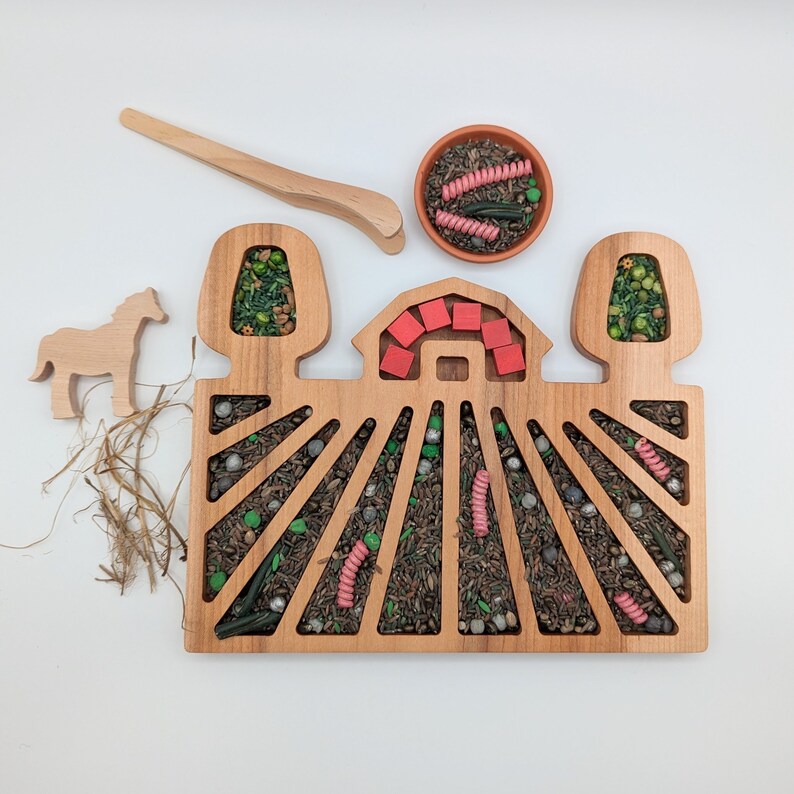 Sensory Play Tray, Farm Sensory Bin Tray, Wood Sensory Boards, Creative ...
