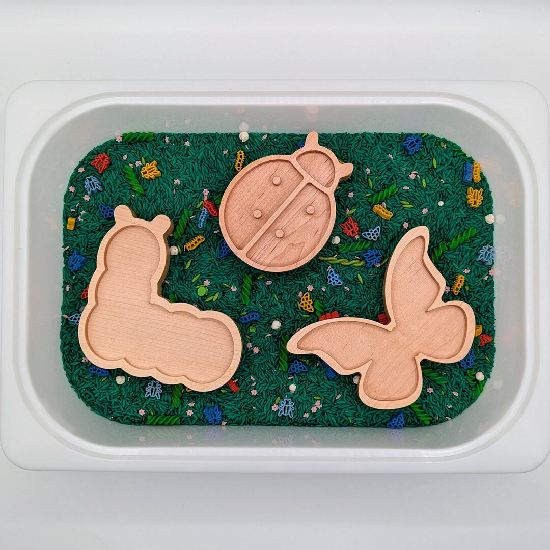 Sensory Play Tray, Mini Butterfly Ladybug Caterpillar Tray, Bug Wood ...