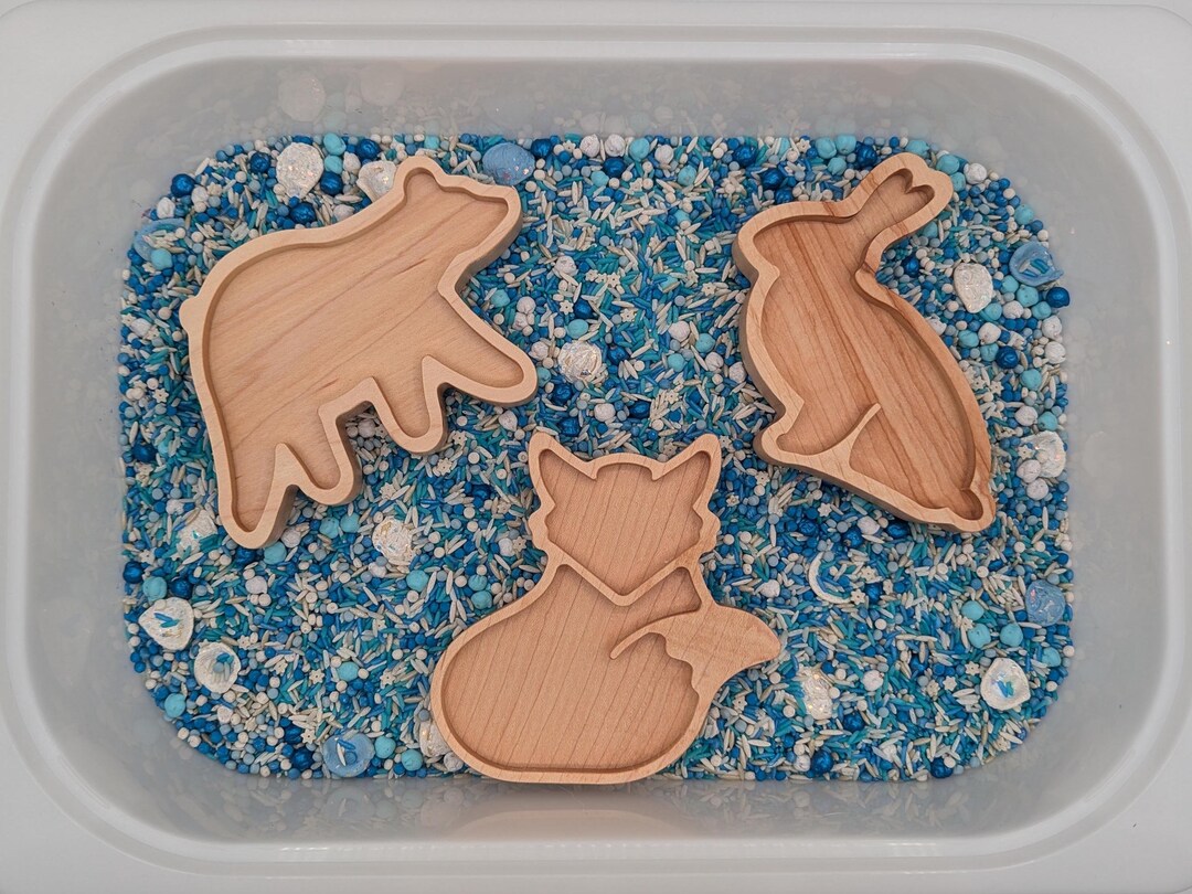Sensory Play Tray, Arctic Animal Trays, Mini Polar Bear Arctic Fox Hare ...