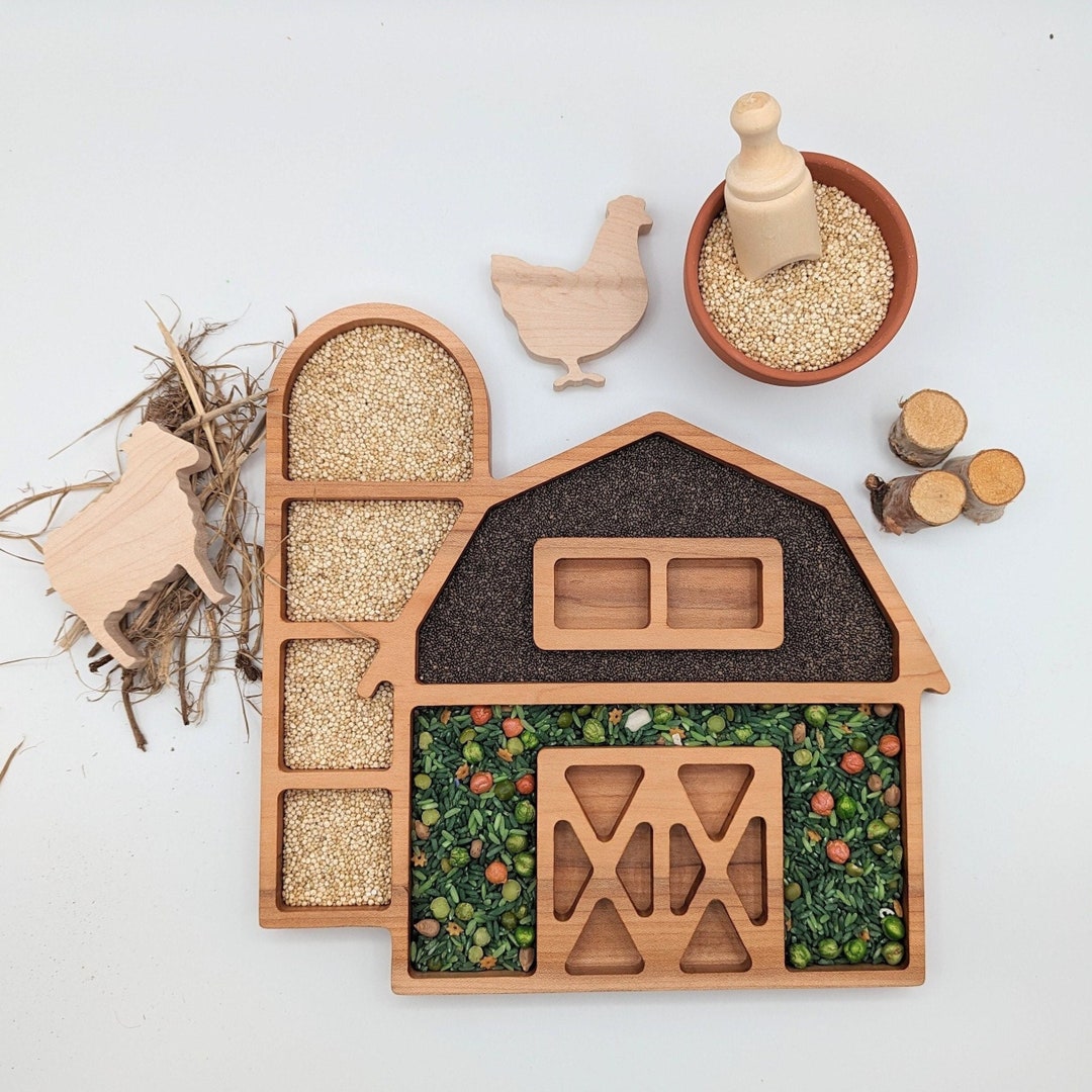 Sensory Play Tray, Barn Sensory Bin Tray, Wood Sensory Boards, Creative ...