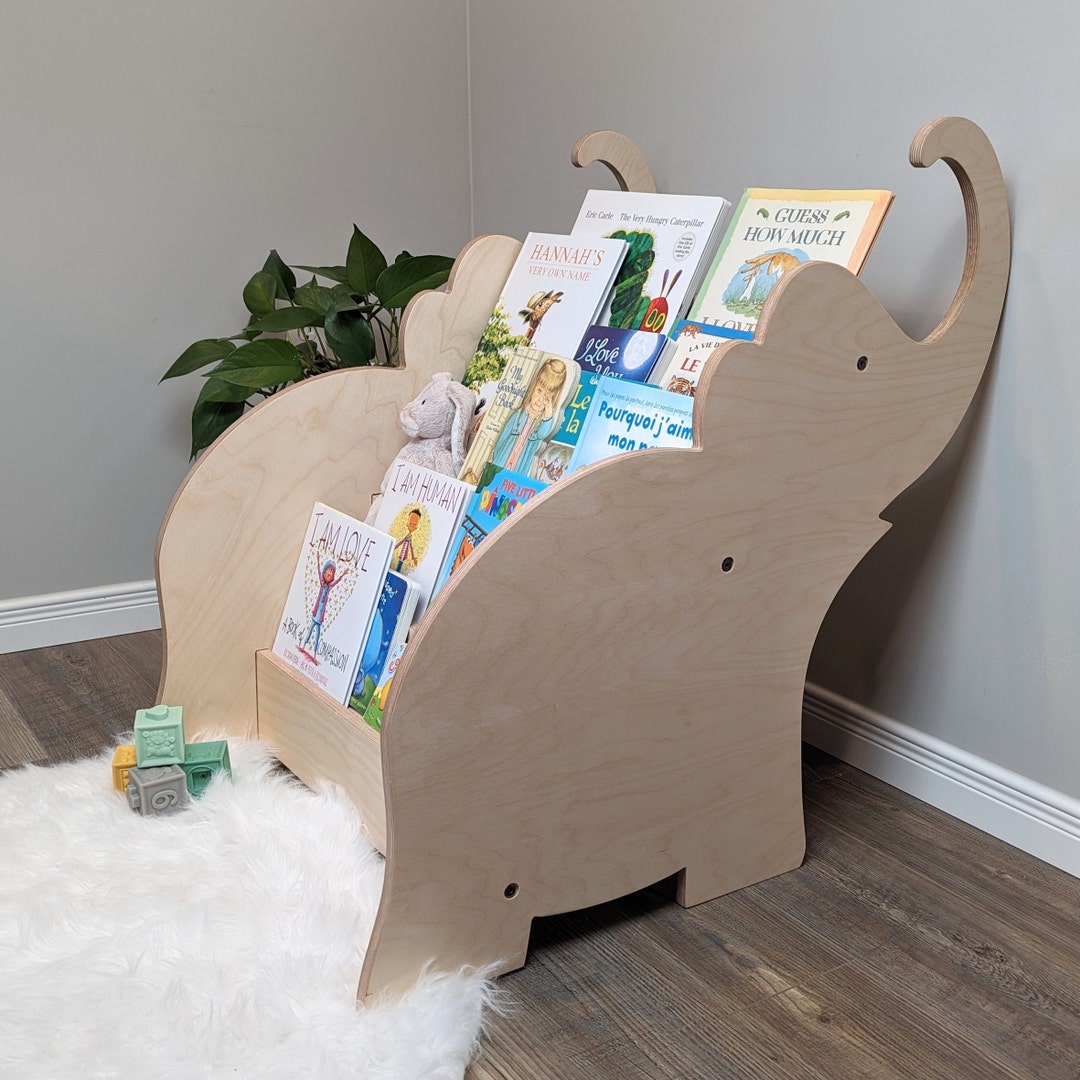 Elephant Kids Bookshelf Montessori, Child Bookshelf, Wood Bookshelf ...