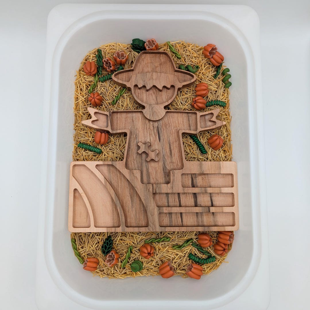 Sensory Play Tray, Scarecrow Sensory Bin Tray, Farm Sensory Bin, Flisat ...