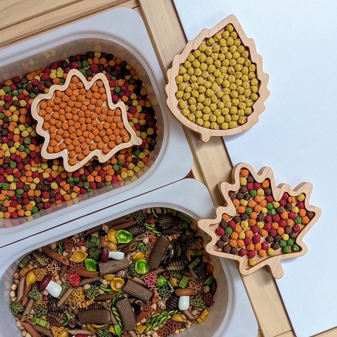 Fall Leaves Theme Mini Wood Sensory Trays for Play and Learning (maple ...