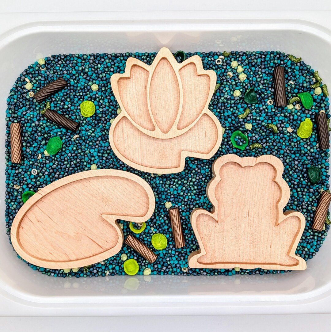 Sensory Play Tray, Frog Lilypad Waterlily Trays, Nature Sensory Bin ...