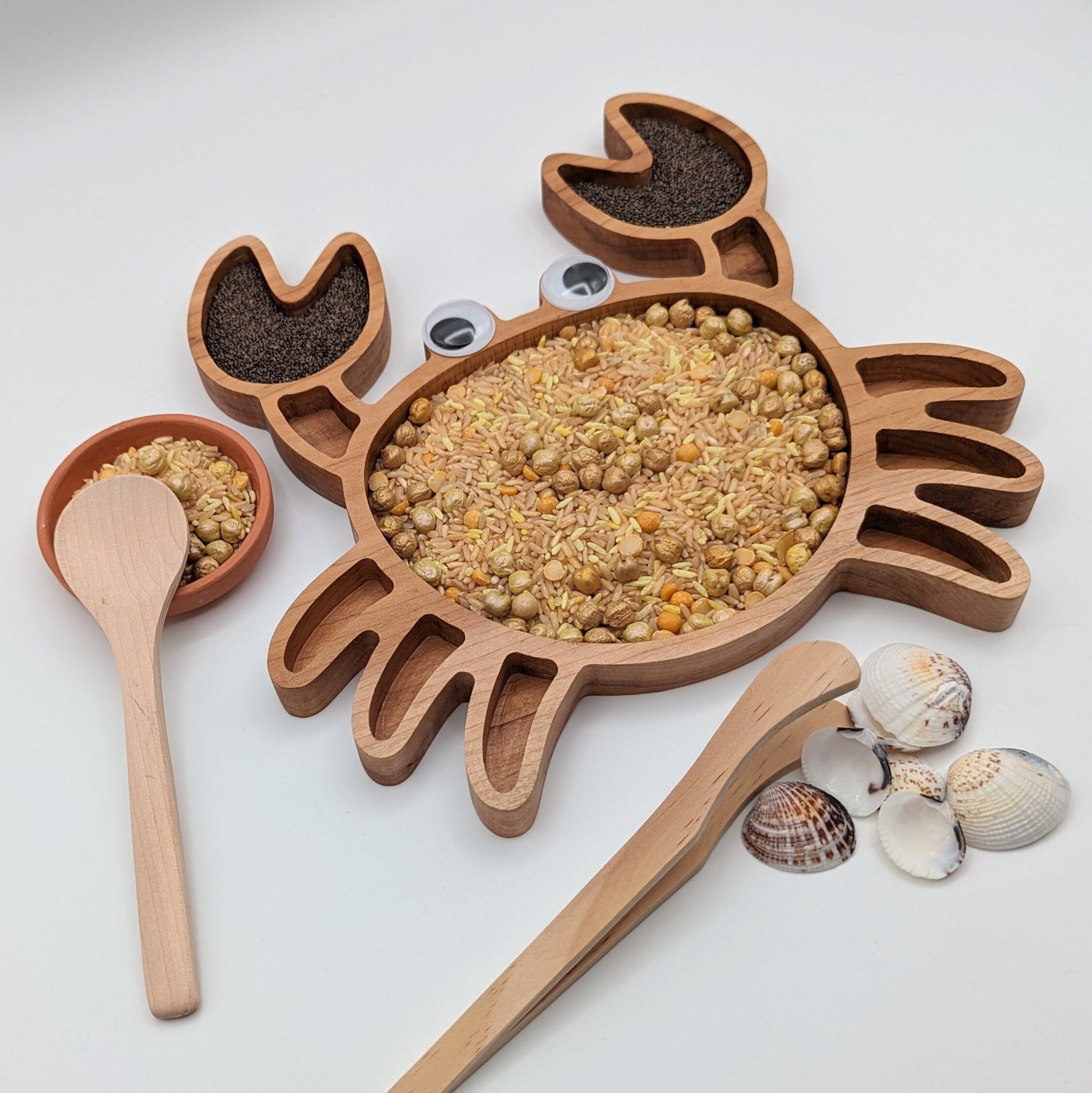 Sensory Play Tray, Crab Sensory Bin Tray, Wood Sensory Boards, Creative ...