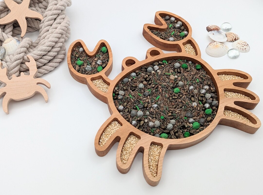 Sensory Play Tray, Crab Sensory Bin Tray, Wood Sensory Boards, Creative ...