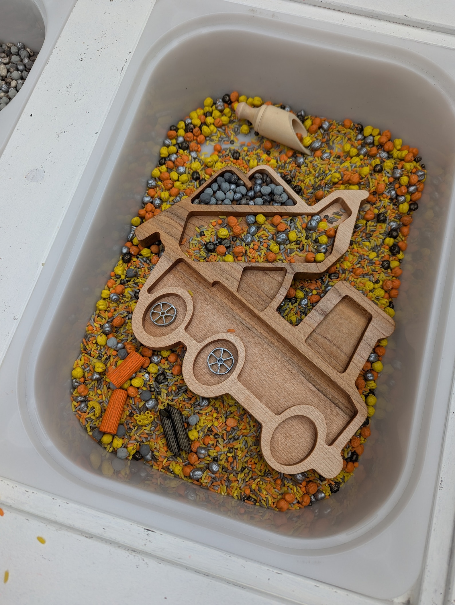 Sensory Play Tray, Dump Truck Sensory Bin Tray, Construction Sensory ...