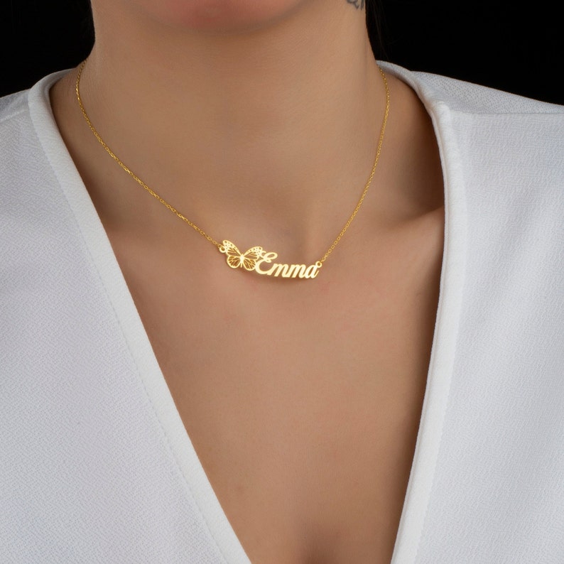 Butterfly Name Necklace - Birthday Month Necklace With Butterfly ...
