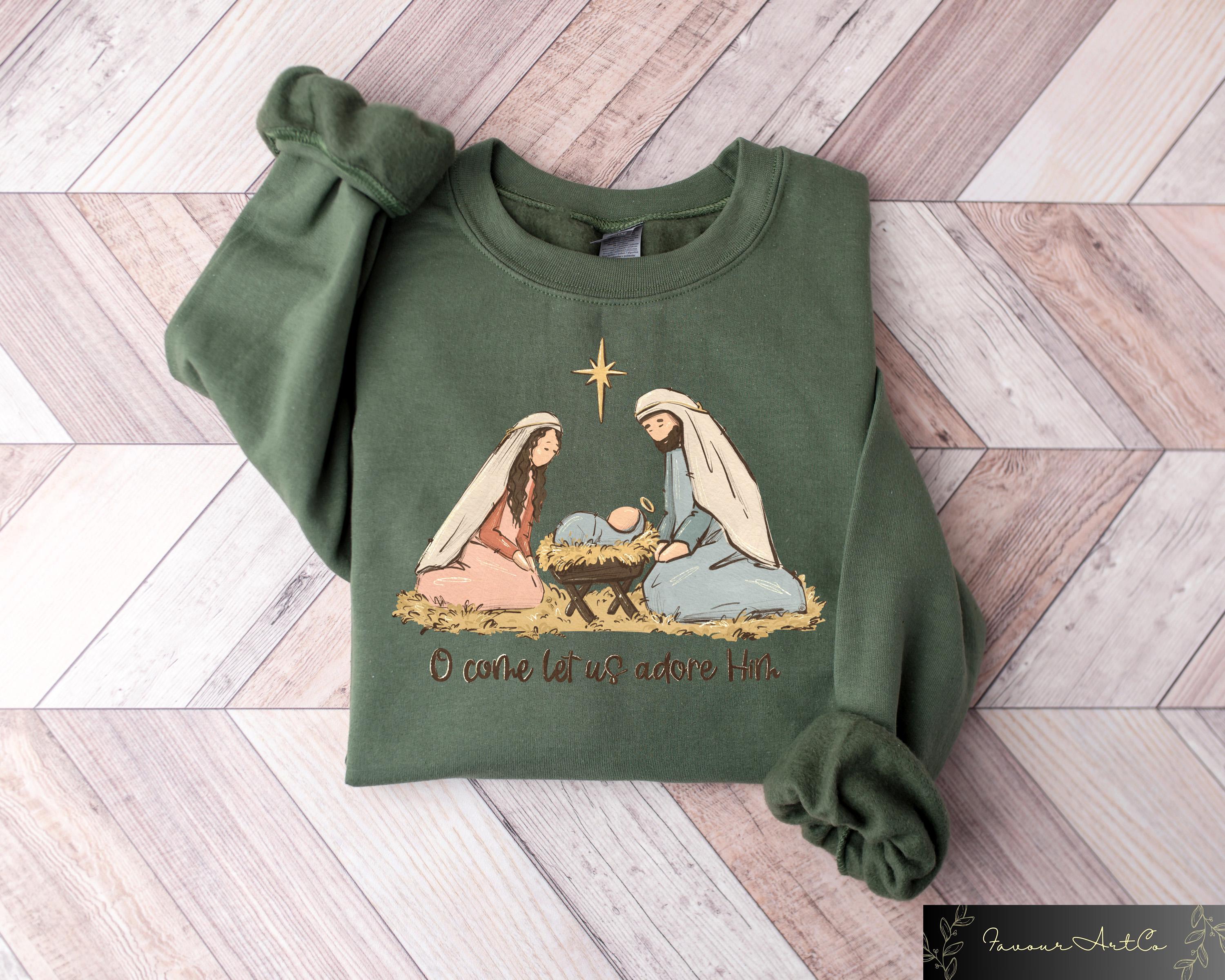 Nativity Scene Sweater, Christian Christmas Sweatshirt, Religious ...