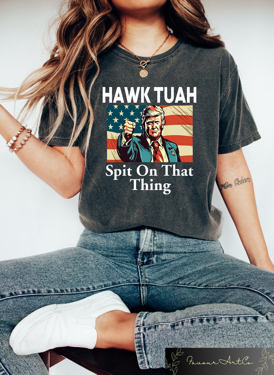 Trump Hawk Tuah Spit on That Thang 2024 Shirt Hawk Tuah 24, Hawk Tuah ...