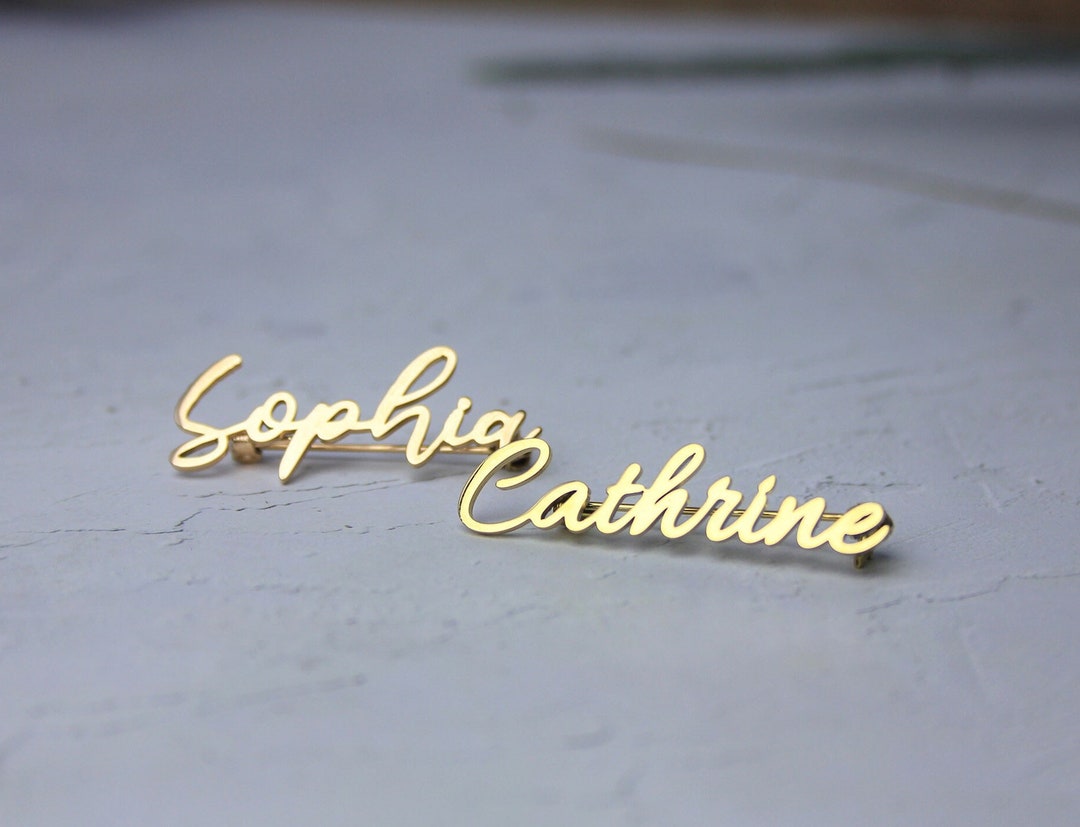 Custom Name Brooch, Personalized Name Tags, Initials Brooch, Monogram ...