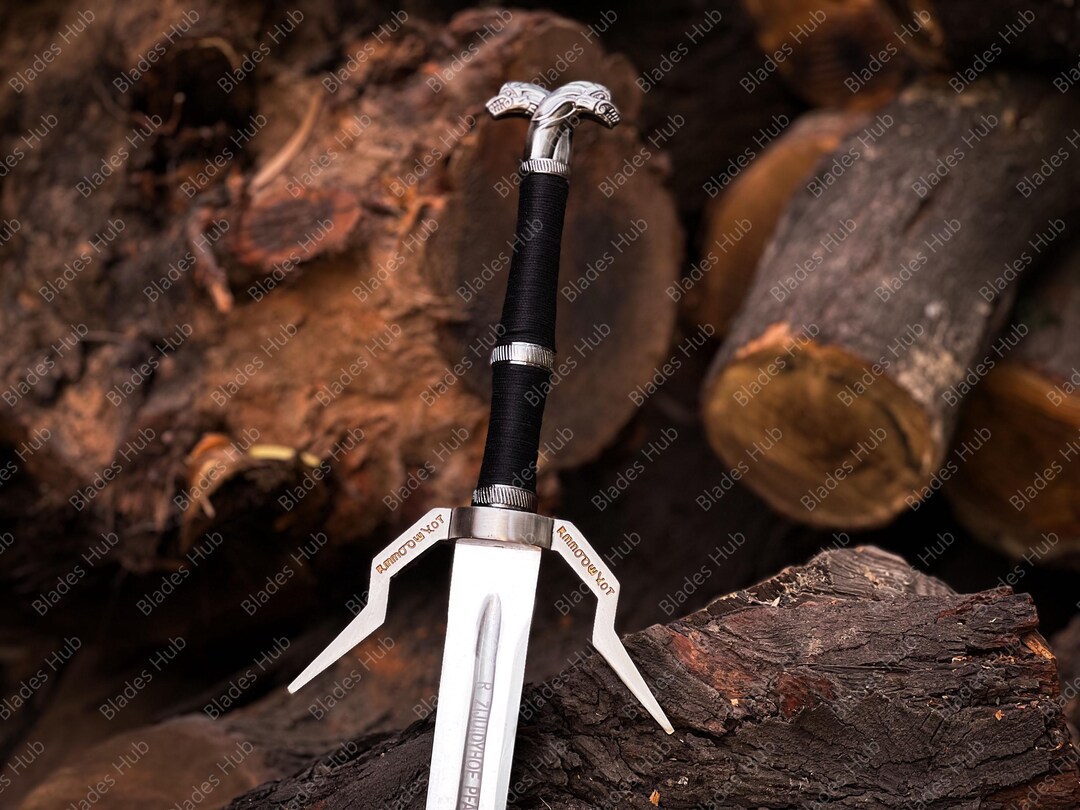 Handmade Witcher Wild Hunt Geralt of Rivia Silver Word With Wall Plaque ...