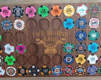 Straight Flush Poker Chip Frame Display Insert and Frame Fits 36 Harley ...