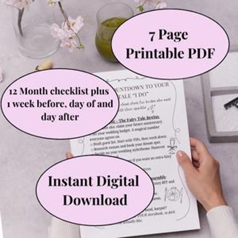 12-month Wedding Planning Checklist Printable | Bride to Be Planner PDF ...