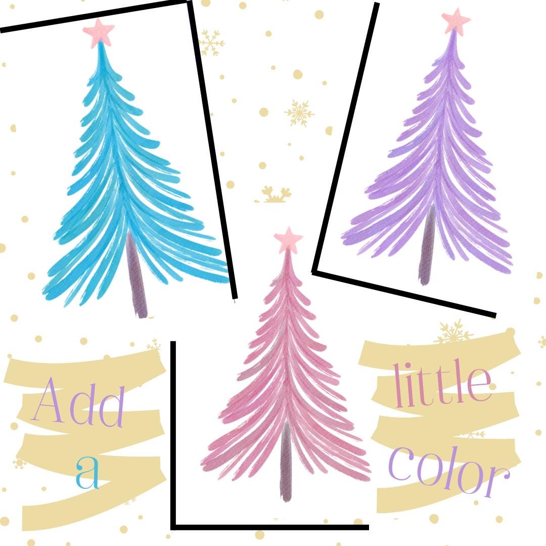 3 Colorful Christmas Tree Downloadable Prints - Etsy