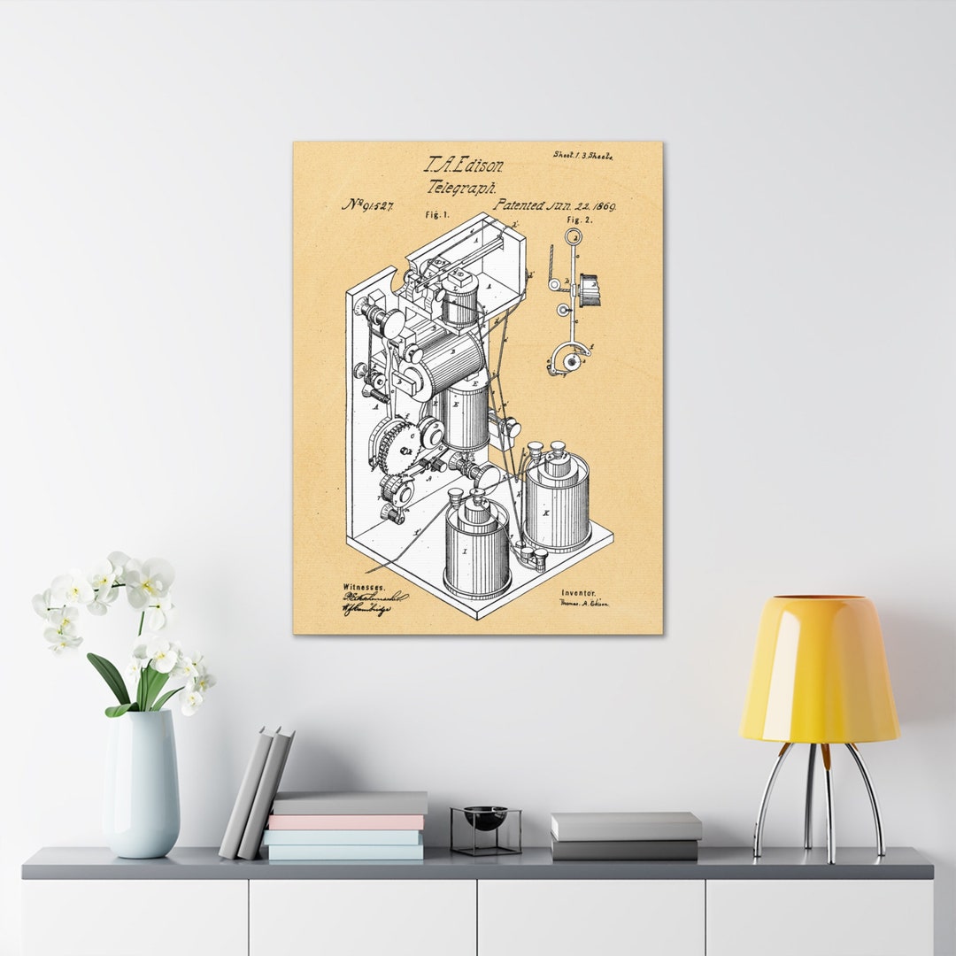 Telegraph by Thomas Edison Patent Art | Framed Canvas Print | Fun ...