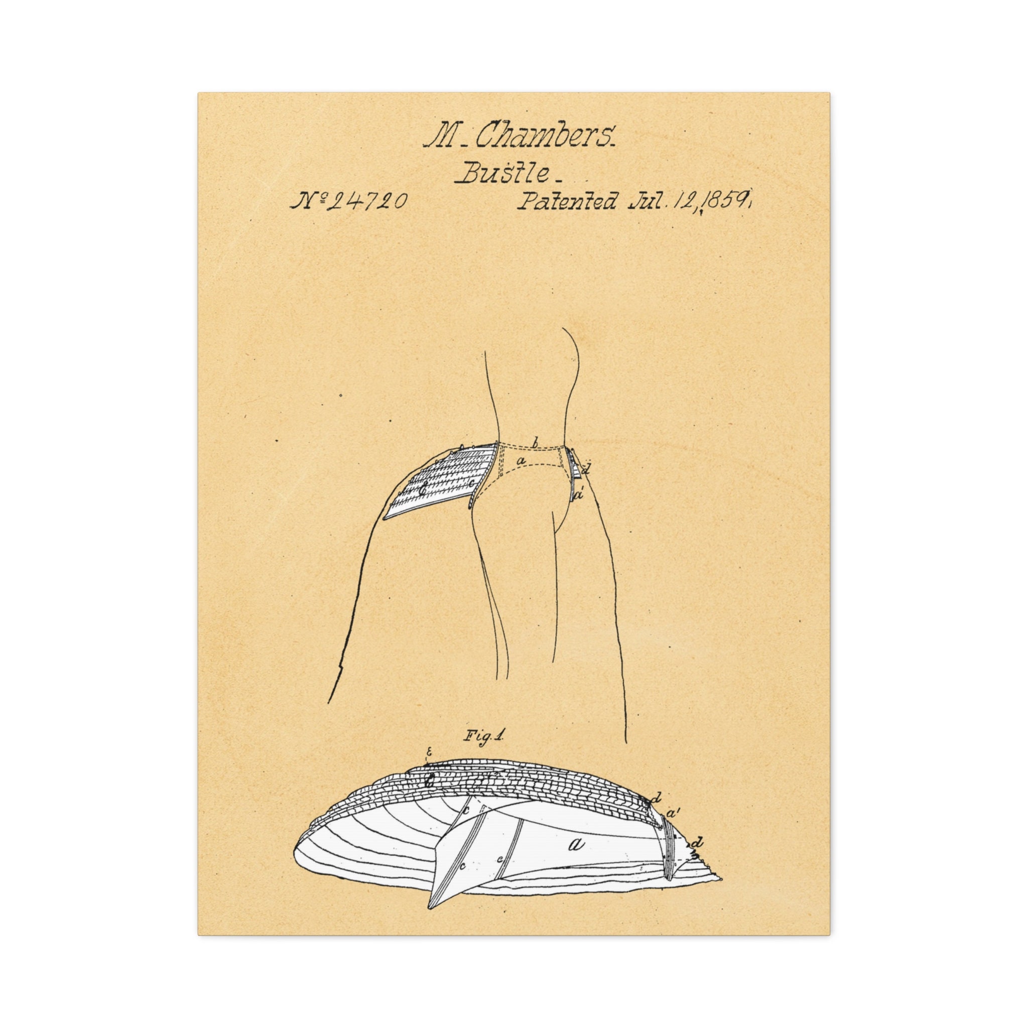 Bustle Design Clothing Patent Art Framed Canvas Print Fun & Unique Wall ...