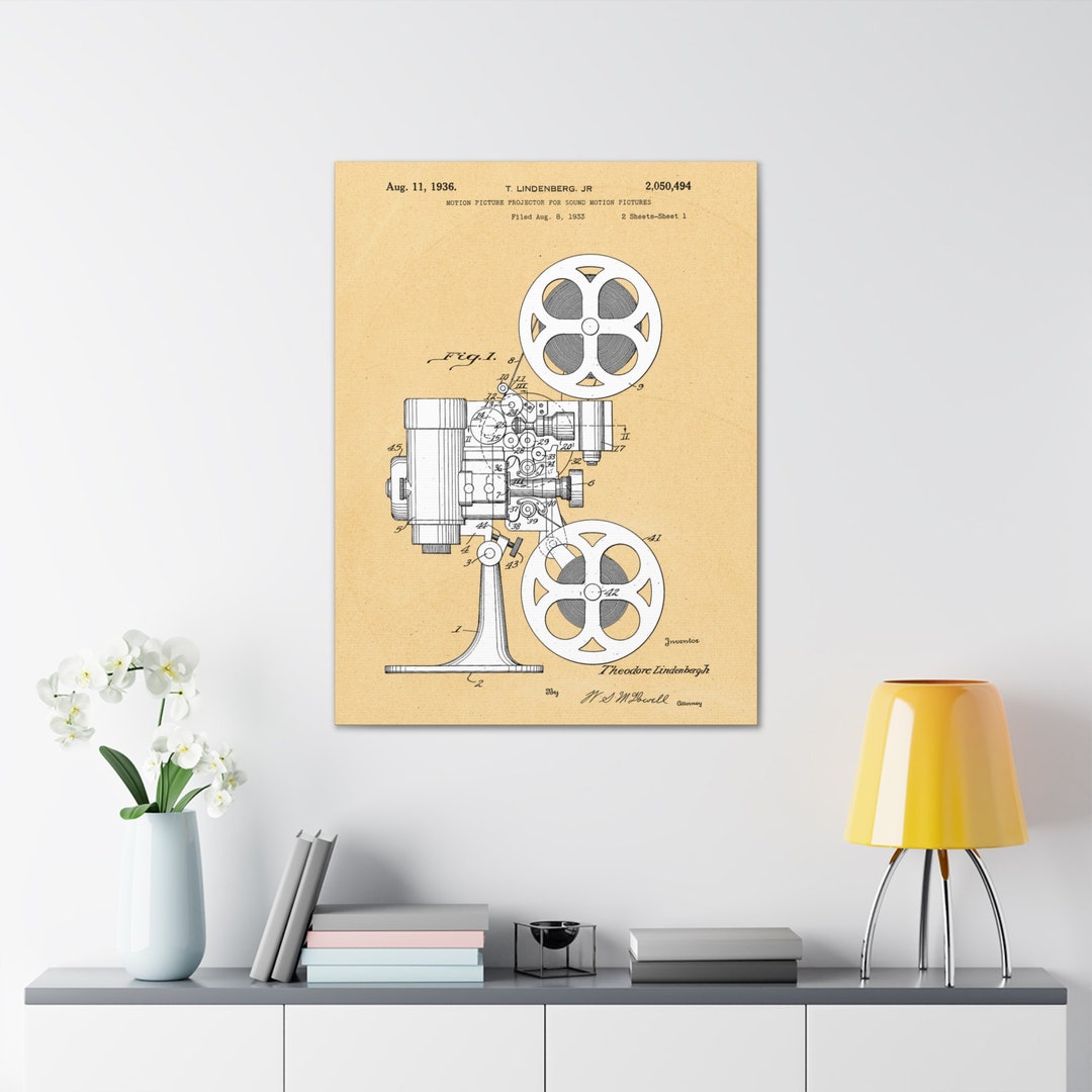 Motion Picture Projector Patent Art | Framed Canvas Print | Fun ...
