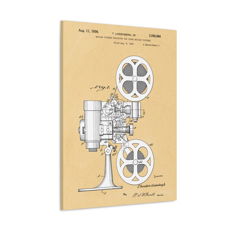 Motion Picture Projector Patent Art | Framed Canvas Print | Fun ...