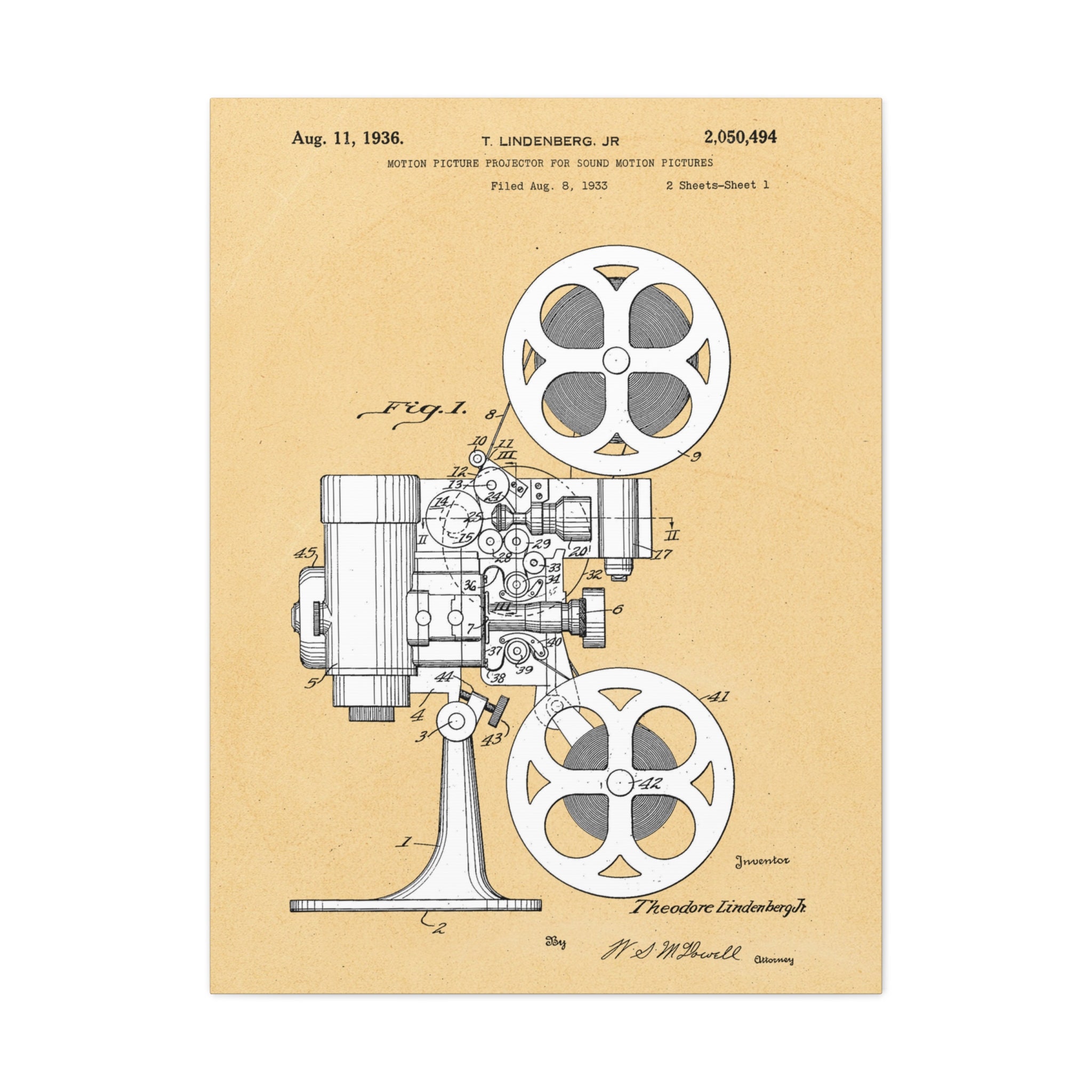 Motion Picture Projector Patent Art | Framed Canvas Print | Fun ...