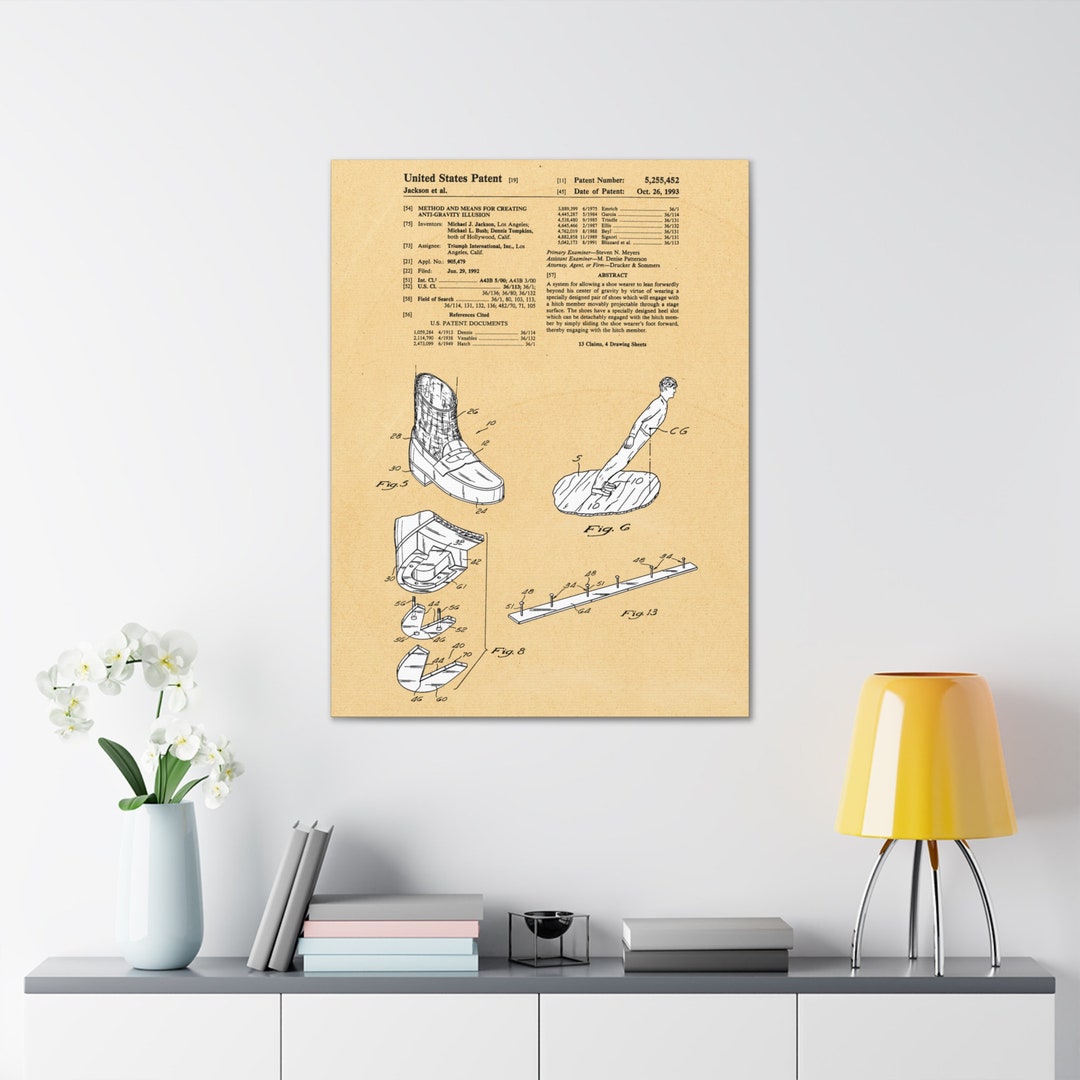 Michael Jackson Shoe Patent Art | Framed Canvas Print | Fun & Unique ...
