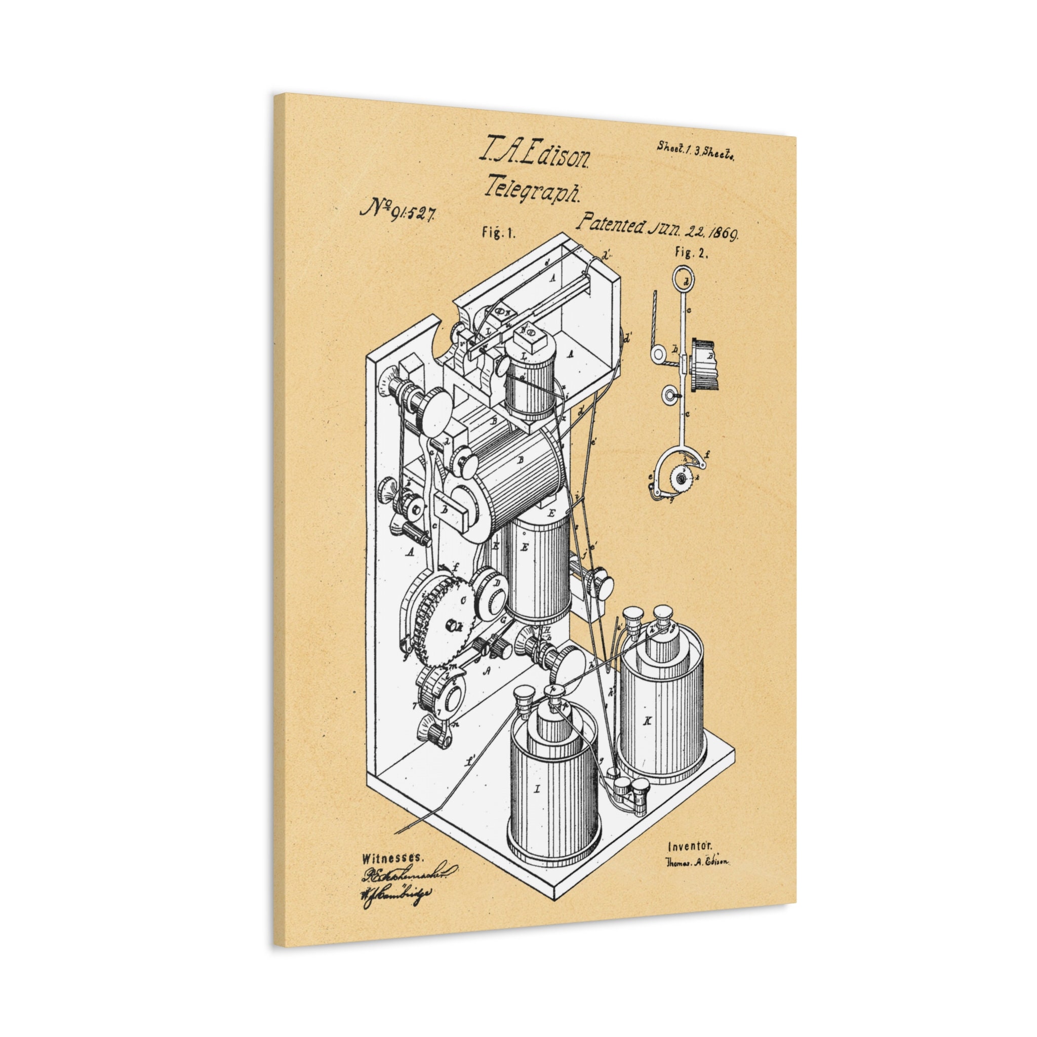 Telegraph by Thomas Edison Patent Art Framed Canvas Print Fun & Unique ...