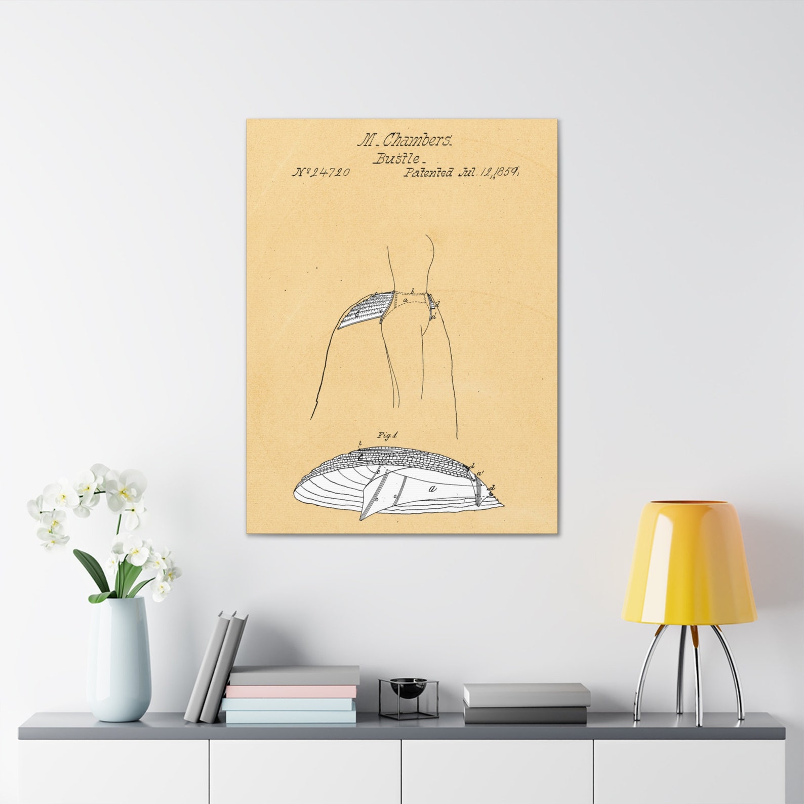 Bustle Design Clothing Patent Art Framed Canvas Print Fun & Unique Wall ...