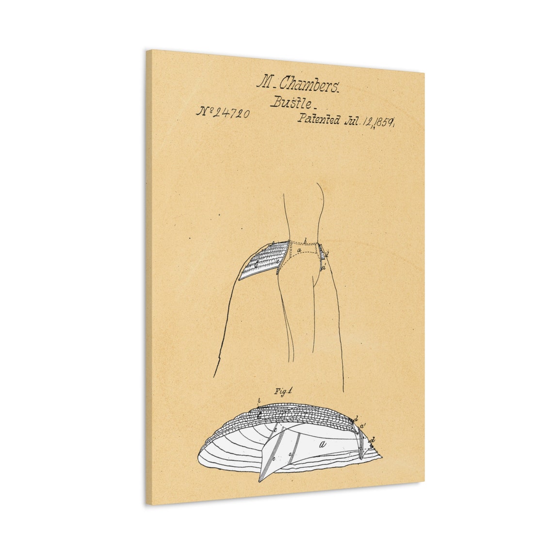 Bustle Design Clothing Patent Art Framed Canvas Print Fun & Unique Wall ...