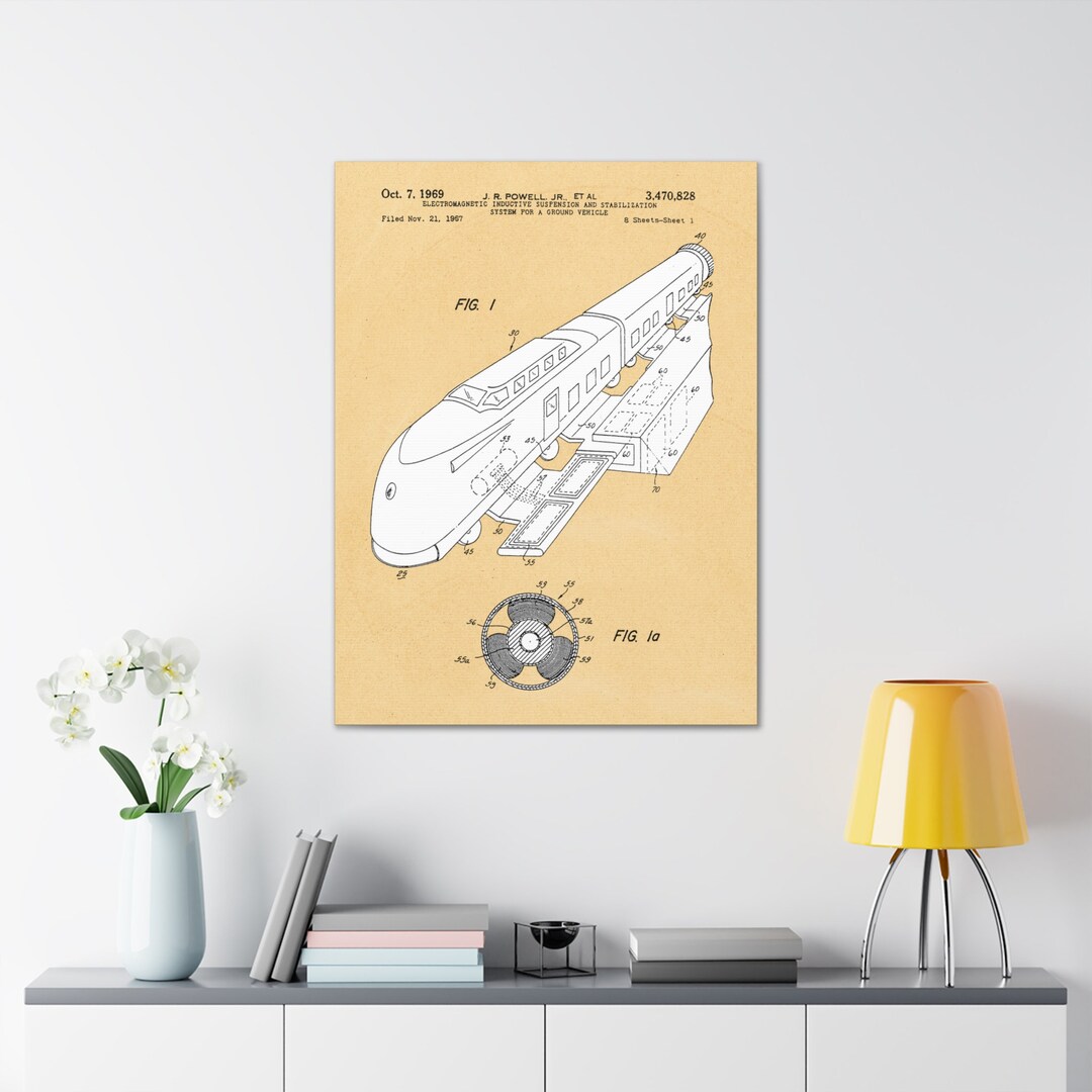 Maglev Train Design Patent Art | Framed Canvas Print | Fun & Unique ...