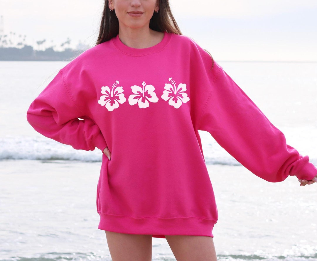 Preppy Sweatshirt, Hibiscus Sweatshirt, Summer Sweatshirt for Women ...