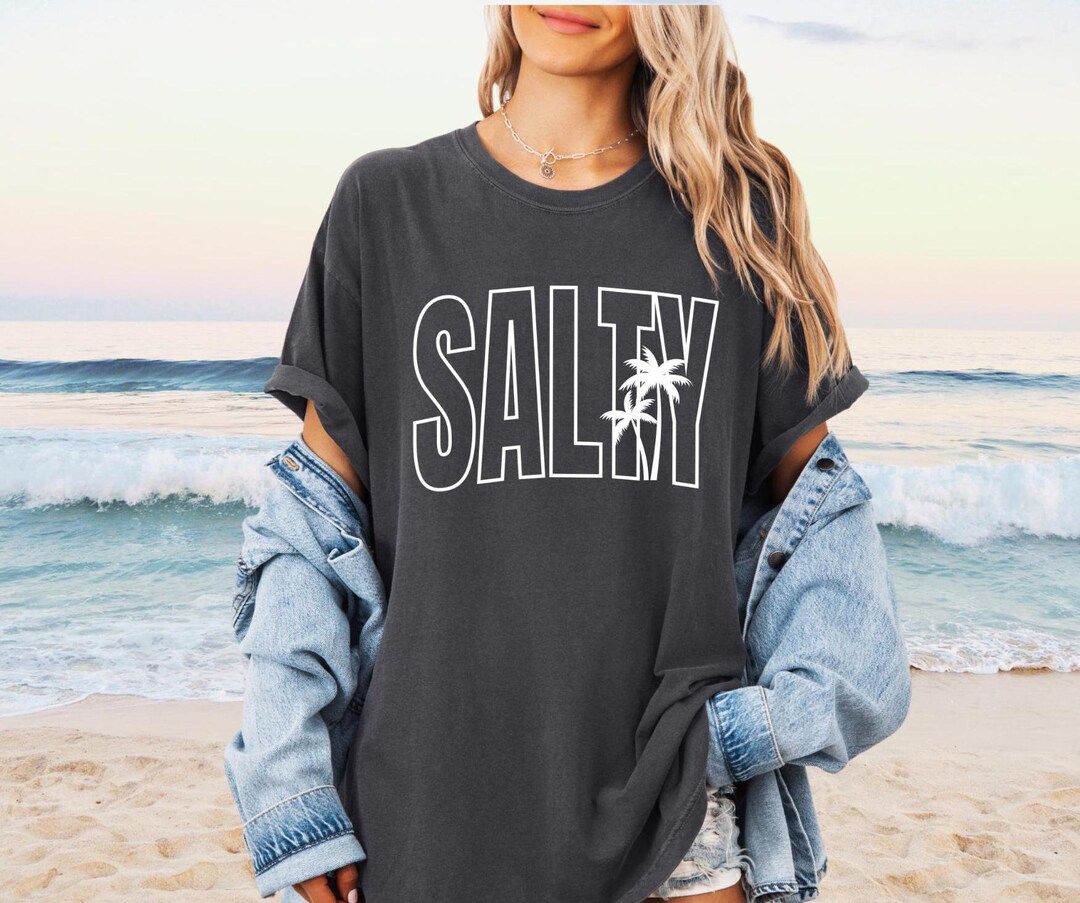 Salty Shirt, Stay Salty Oversized Beach Shirt, Palm Tree Summer Tee ...