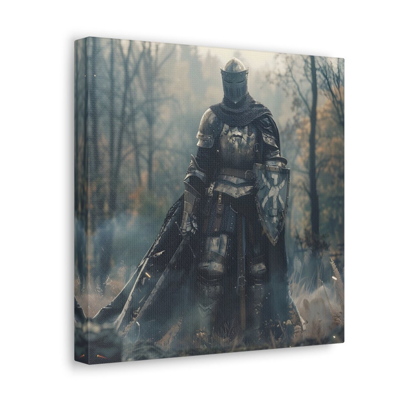 Battle-hardened Knight, Medieval, Vibrant Wall Art, Canvas, Office ...