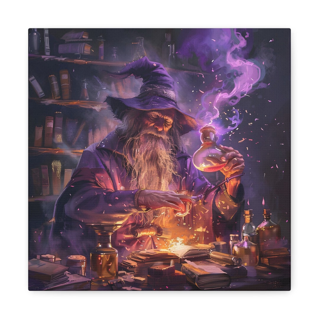 Wizard Brewing Potion, Civilization Vibrant Wall Art, Canvas, Office ...