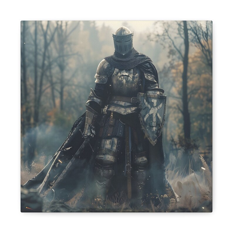 Battle-hardened Knight, Medieval, Vibrant Wall Art, Canvas, Office ...