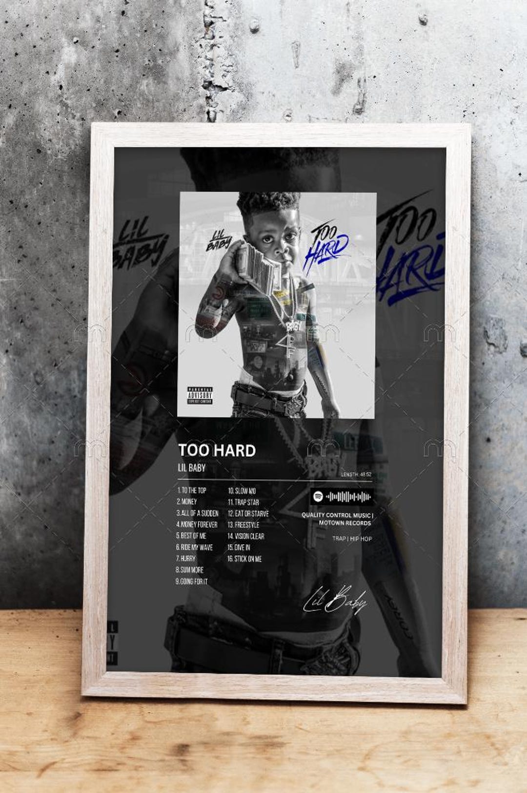Lil Baby -too Hard - Album Cover Poster - Etsy