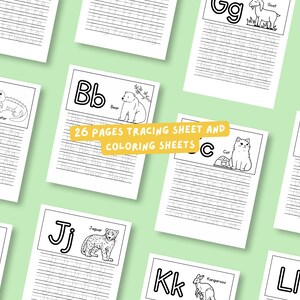 Tracing Worksheets Animals ABC, Toddler Activity, Kids Coloring Book ...