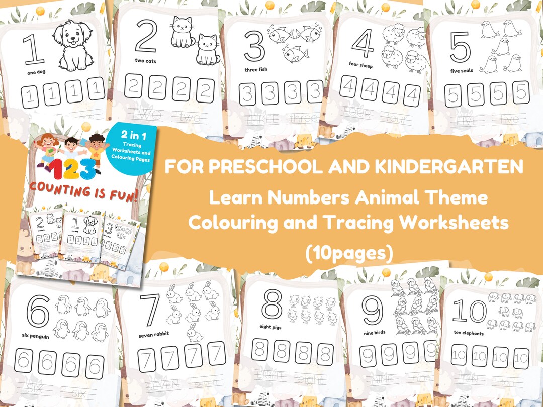 Learn Numbers With Animals Fun Education Coloring and Tracing ...