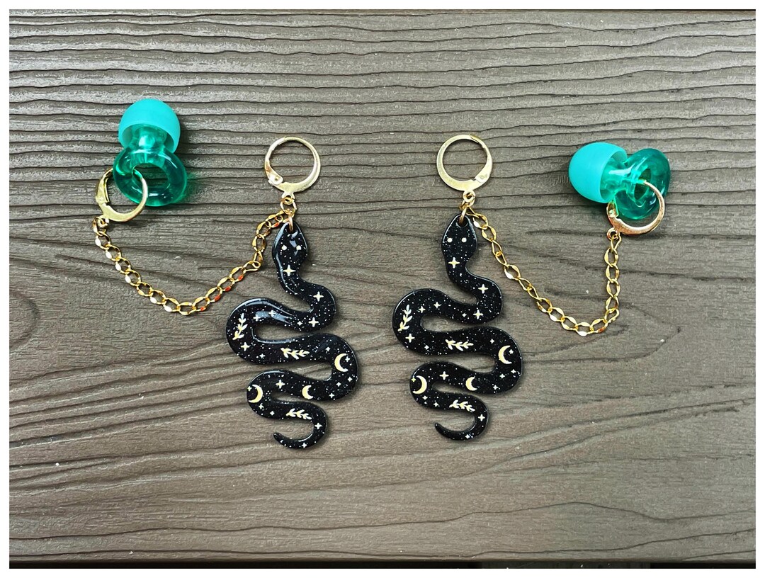 Limited Edition Celestial Snake Loop Earplug Holders, Earrings ...