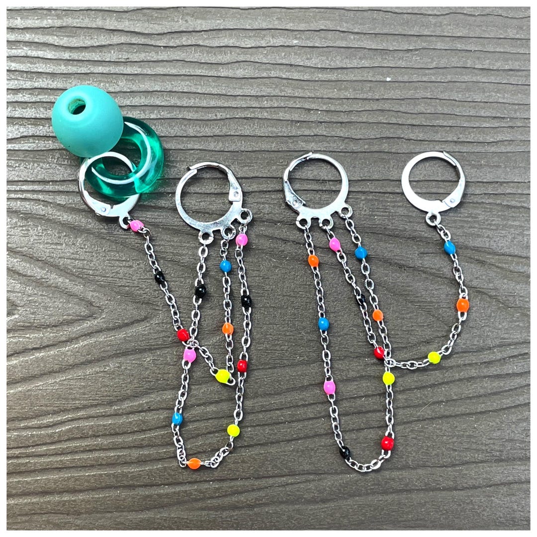 Colourful Comfy Loop Earplug Holders, Earrings- Neurodivergent Sensory ...