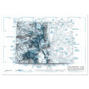 Colorado, USA Hydrologic Map - Etsy