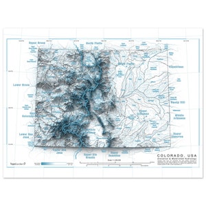 Colorado, USA Hydrologic Map - Etsy
