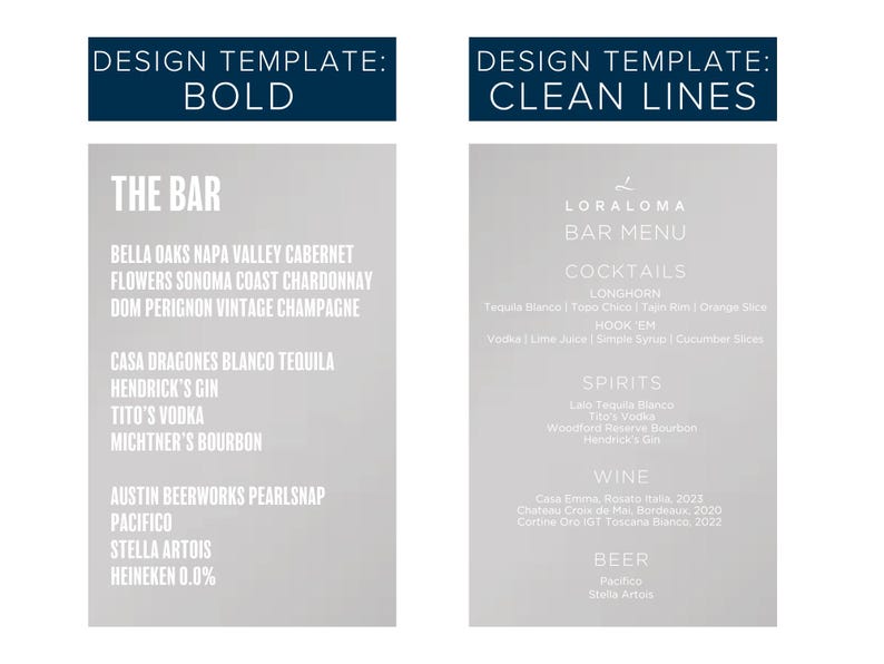 Luxe Silver Mirror Menu | Bar Menu | Events Signage - Etsy