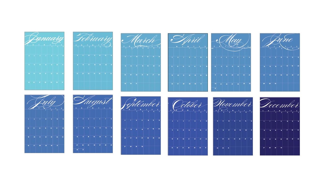 2026 Shades of Blue Calendar | Printable Monthly Wall Calendar ...