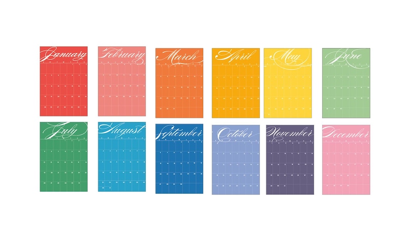 2026 Colorful Calendar | Printable Monthly Wall Calendar | Editable ...