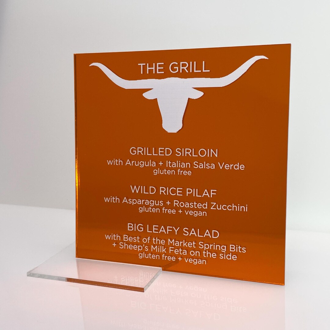 Burnt Orange Acrylic Food Menu: Longhorn Tailgate Decor - Etsy
