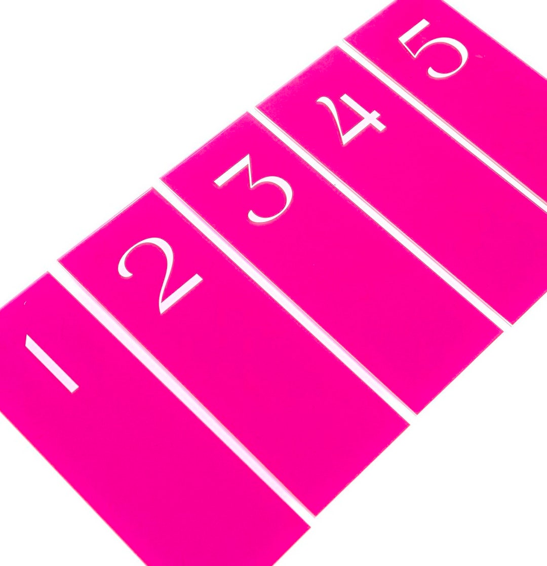 Pink Glow Fluorescent Table Numbers - Neon Event Decor - Party Table ...